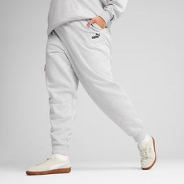 Trainingshose Puma "ESS SMALL NO. 1 LOGO STANDARD HIGH-WAIST SWEATPANTS FL CL", Damen, Gr. S, N-Gr, grau (light gray heather), Fleece, Obermaterial: 66% Baumwolle, 34% Polyester, unifarben, normal, Hosen Trainingshose, aus Baumwollmischung, mit seitlichen Eingrifftaschen, mit hohem Bund