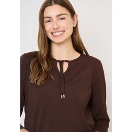 3/4-Arm-Shirt Cecil, Damen, Gr. L (42), macchiato braun, Jersey, Obermaterial: 48% Baumwolle, 48% Modal, 4% Elasthan, unifarben, l&auml;ssig geschnitten h&uuml;ftbedeckend, Rundhals, Shirts 3/4-Arm-Shirt, Sommershirt im Tunika-Look, Topseller
