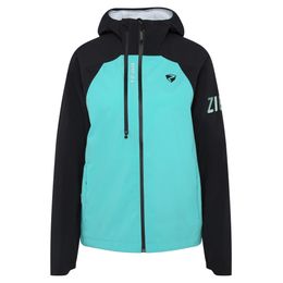 Regenjacke Ziener "NEHLE-Z", Damen, Gr. 48, tropical teal.schwarz, Obermaterial: 100% Polyester, Jacken Regenjacke