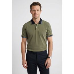 Poloshirt OLYMP "Casual", Herren, Gr. L, gr&uuml;n (oliv), Piqu&eacute;, Obermaterial: 100% Baumwolle, Shirts Poloshirt, farbliche Kontrast-Details