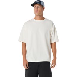 Trainingsshirt asics "asics TRACK CLUB HERITAGE RELAXED TEE", Herren, Gr. S, cream, Obermaterial: 60% Baumwolle, 40% Polyester, Shirts Trainingsshirt, lockere Passform, schnell trocknendes Baumwoll-Mischgewebe