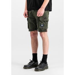 Shorts Alpha Industries "Crew Short Patch", Damen, Gr. 32, Normalgr&ouml;&szlig;en, grau (grauschwarz), Obermaterial: 98% Baumwolle, 2% Elastan; Futter: 100% Baumwolle, Hosen Shorts