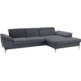 Sit & More Ecksofa SIT & MORE "Scorpio L-Form", grau (dunkelgrau), B:311cm H:85cm T:181cm, Sofas, Ecksofa, inklusive Sitztiefenverstellung, wahlweise mit Kopfverstellung