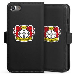 DeinDesign iPhone SE (2020) Handy Klapph&uuml;lle Handyh&uuml;lle aus Kunst Leder schwarz Flip Case Official Licensed Product Bayer 04 Leverkusen Logo Sideflip mit Lasche