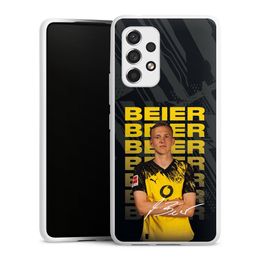 DeinDesign Galaxy A53 5G Handy Silikon H&uuml;lle Case wei&szlig; Handyh&uuml;lle Borussia Dortmund Bvb Maximilian Beier Silikon Case