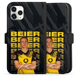 DeinDesign iPhone 11 Pro Handy Klapph&uuml;lle Handyh&uuml;lle aus Kunst Leder schwarz Flip Case Borussia Dortmund Maximilian Beier Bvb Sideflip mit Lasche