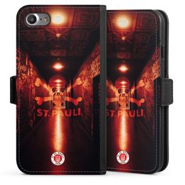 DeinDesign iPhone SE (2020) Handy Klapph&uuml;lle Handyh&uuml;lle aus Kunst Leder schwarz Flip Case Official Licensed Product Fc St. Pauli Sideflip mit Lasche