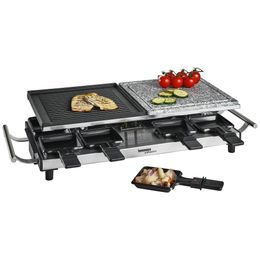 Homeware Profession. Raclette-Grill, Schwarz, Edelstahl, Metall, Kunststoff, Stein, 24.2x13x62 cm, RoHS, Lfgb, CE, Temperaturregler, Kontrollleuchte, antihaftbeschichtete Raclette-Pf&auml;nnchen, abnehmbare Steinplatte, regelbarer Thermostat, K&uuml;chenger&auml;te, Tischgrills & Fondues, Raclette-Grills