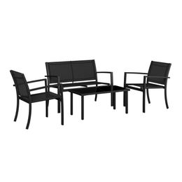 Ambia Garden Gartenset, Grau, Schwarz, Metall, Glas, Textil, 4-teilig, Tisch mit Glasplatte, Gartenm&ouml;bel, Gartenm&ouml;bel-Sets