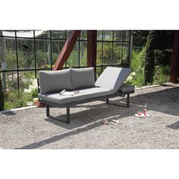 Ambia Garden Loungesofa, Anthrazit, Grau, Metall, Textil, 3-Sitzer, 210x68x77 cm, wetterfest, geeignet f&uuml;r Balkon, Loungem&ouml;bel, Outdoorsofas