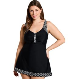 sheego Damen Tankini-Oberteil mit Grafikprint schwarz-wei&szlig;-bedruckt Gr&ouml;&szlig;e 52F