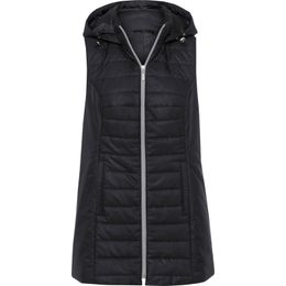 Damen Longweste mit Kapuze schwarz, Gr&ouml;&szlig;e 44
