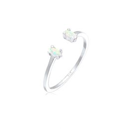 Fingerring Elli "mit Opal Oval Offen Verstellbar 925 Silber", silber, Fingerringe, Damen, Resizable,mit Steinen, Silber 925 (Sterlingsilber), 1mm, Fingerring