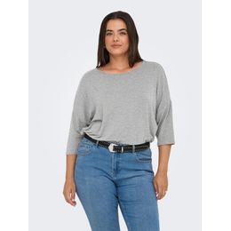 3/4-Arm-Shirt Only CARMAKOMA "CARLAMOUR 3/4 TOP JRS NOOS", Damen, Gr. M, grau (light grau melange), Single Jersey, Obermaterial: 65% Polyester, 30% Viskose, 5% Elasthan, unifarben, regular fit normal, Rundhals, Shirts 3/4-Arm-Shirt, Materialmix, loose fit