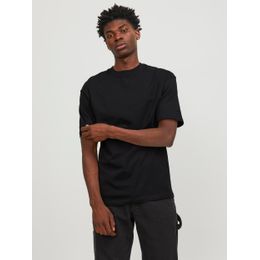 Jack & Jones Oversize-Shirt JACK & JONES "JJEBRADLEY Oversize T-Shirt mit klassischem Rundhalsausschnitt", Herren, Gr. XS, schwarz, Jersey, Obermaterial: 100% Baumwolle, unifarben, oversize taillenbedeckt, Rundhals, Shirts, mit gek&auml;mmten Jersey