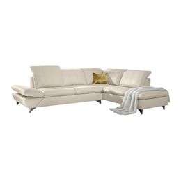 W.Schillig Ecksofa &raquo;Taoo, elegant und zeitlos, bequem, L-Form&laquo; mit Sitziefenverstellung & Kopfteilverstellung grau Longlife Xtra-Leder Z59: Glattleder