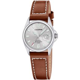 Calypso Watches Damen Calypso Watches Quarzuhr &raquo;Basic&laquo; Armbanduhr, Damenuhr, Lederarmband, analog, Tag braun