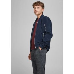Jack & Jones Jack & Jones Junior Herren Bomberjacke &raquo;JJERUSH windabweisend und pflegeleicht&laquo; ohne Kapuze unifarben, modisch, regular fit, Web, Stehkragen blau 140/