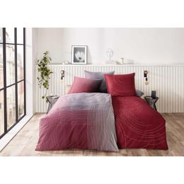 Kaeppel Wendebettw&auml;sche &raquo;JARO 100% Baumwolle&laquo; 2 Stk. rot Mako-Satin, Obermaterial: 100% Baumwolle