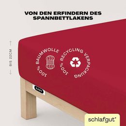Schlafgut Spannbettlaken &raquo;EASY JERSEY Bettlaken, 150 g/m&sup2;, 100% Baumwolle, Spannbetttuch&laquo; Spannbettlaken bis 22 cm H&ouml;he, b&uuml;gelfrei, pflegeleicht, perfekter Sitz