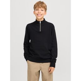Jack & Jones Jack & Jones Junior Herren Troyer &raquo;JJEEMIL KNIT HALF ZIP NOOS JNR&laquo; Baumwollmischung, regular fit schwarz 176