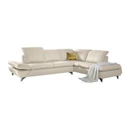 W.Schillig Ecksofa &raquo;Taoo, elegant und zeitlos, bequem, L-Form&laquo; mit Sitziefenverstellung & Kopfteilverstellung grau Longlife Xtra-Leder Z73: 