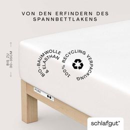 Schlafgut Spannbettlaken &raquo;PURE Bio-Baumwolle mit Elasthan, 170 g/m&sup2;, Bettlaken, Spannbetttuch&laquo; PREMIUM Laken f&uuml;r Matratzen bis 30cm H&ouml;he, dehnbar blickdicht, 