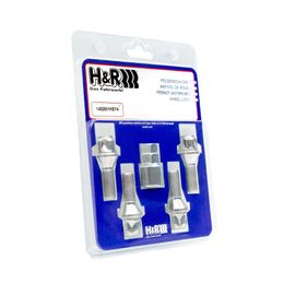 H&R Radbolzen Felgenschloss-Set M14 x 1,5 28 mm 1452801KEY4 Radschraube Silber
