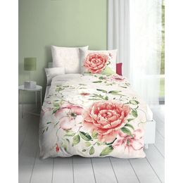 Kaeppel Bettw&auml;sche &raquo;Blushing Rose&laquo; 2 Stk. Mit Rosen beige Mako-Satin, Obermaterial: 100% Baumwolle