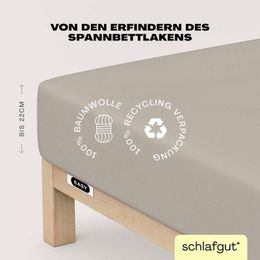 Schlafgut Spannbettlaken &raquo;EASY JERSEY Bettlaken, 150 g/m&sup2;, 100% Baumwolle, Spannbetttuch&laquo; Spannbettlaken bis 22 cm H&ouml;he, b&uuml;gelfrei, pflegeleicht, perfekter Sitz