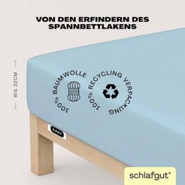 Schlafgut Spannbettlaken &raquo;EASY JERSEY Bettlaken, 150 g/m&sup2;, 100% Baumwolle, Spannbetttuch&laquo; Spannbettlaken bis 22 cm H&ouml;he, b&uuml;gelfrei, pflegeleicht, perfekter Sitz
