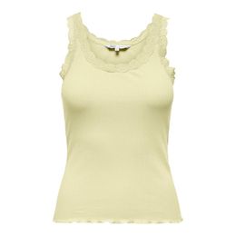 Only Damen Only Tanktop &raquo;ONLSARA &ndash; Tanktop mit Spitzendetail am Ausschnitt&laquo; Baumwollmischung, regular fit beige XL