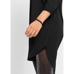 bonprix Damen bonprix Blusenkleid f&uuml;r modischen Auftritt, aus Polyester, Regular Fit, mit 3/4-&Auml;rmeln schwarz 42, N-Gr