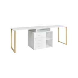 Beliani Schreibtisch ASHMORE in Wei&szlig;/Gold - (W) 165 x (H) 75 x (L) 55 cm | Gr.: onesize