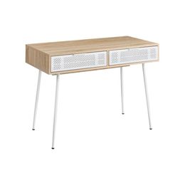 Beliani Schreibtisch CHULA in Wei&szlig;/Braun - (W) 110 x (H) 76 x (L) 52 cm | Gr.: onesize