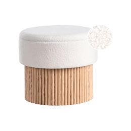 Beliani Pouf RICHEY in Wei&szlig;/Braun - (W) 50 x (H) 46 x (L) 50 cm | Gr.: onesize