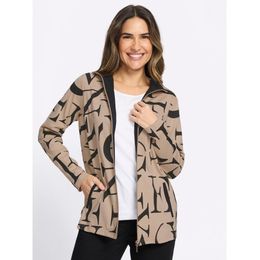 Sieh an! Shirtjacke in beige-schwarz-bedruckt | Gr.: 38