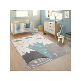 KADIMA DESIGN Kinderteppich Berge Kinderzimmer in Creme | Gr.: 133 x 133 cm