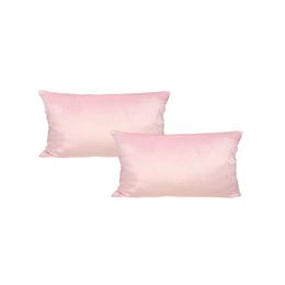 JACK 2er Set Teddy Flausch Kissenh&uuml;lle Kissenbezug in Rosa | Gr.: 50x30-cm