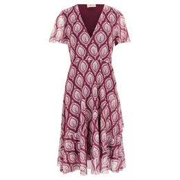 Cartoon Volantkleid mit R&uuml;schen in Purple/Black | Gr.: 42