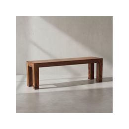 KADIMA DESIGN Holzbank Massiv | Sheesham, 120x45x35cm, Landhausstil in Braun | Gr.: 120 x 35 x 45 cm