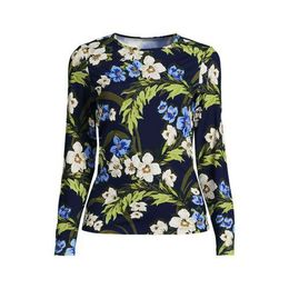 LANDS' END Schnelltrocknendes LSF 50 Sonnenschutz-Badeshirt in Lang-Gr&ouml;&szlig;e, Damen,  Blau, Nylon-Mischung, by Lands' End