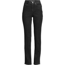 LANDS' END Naturfarbene Straight Fit Jeans High Waist, Damen,  Schwarz, Baumwoll-Mischung/Polyester-Mischung, by Lands' End