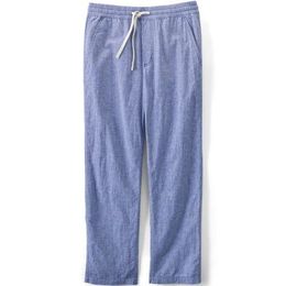 LANDS' END Classic Fit Schlupfbund-Hose aus Leinenmix, Herren,  Blau, Leinen/Baumwoll-Mischung, by Lands' End