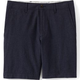 LANDS' END Classic Fit Leinenmix-Shorts, 18 cm, Herren,  Blau, Leinen/Baumwoll-Mischung, by Lands' End