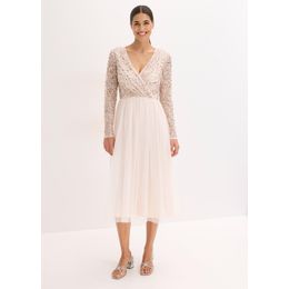 bonprix Cocktailkleid mit Paillettenstickerei, rosa, Gr.40, Elegantes Midi-Kleid aus zartem T&uuml;ll mit Paillettenstickerei im Oberteil