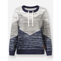 sheego Gro&szlig;e Gr&ouml;&szlig;en Sweatshirt mit variierbarem Rundhals-Ausschnitt, marine-ecru, Gr&ouml;&szlig;e 54 - Damen