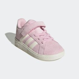 Klettschuh adidas Sportswear "GRAND COURT 2.0 KIDS", M&auml;dchen, Gr. 24, wei&szlig; (clear pink, sanftes wei&szlig;, gold metallic), Leder, Synthetik, Textil, Schuhe Klettschuh, f&uuml;r Kinder, mit Klettverschluss