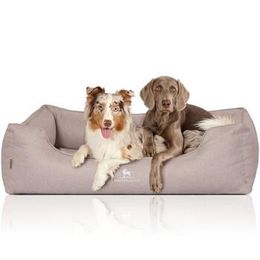Knuffelwuff Orthop&auml;disches Hundebett Luisa aus Velours mit feinem Handwebcharakter Sunshine Edition beige XL