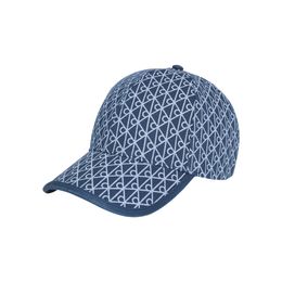 Baseball Cap Calvin Klein "EMBLEM PRINT w LEATHER PATCH CAP", Herren, denim blau, blau nights aop, Web, Baumwolle, Caps, Mit festem Schirm